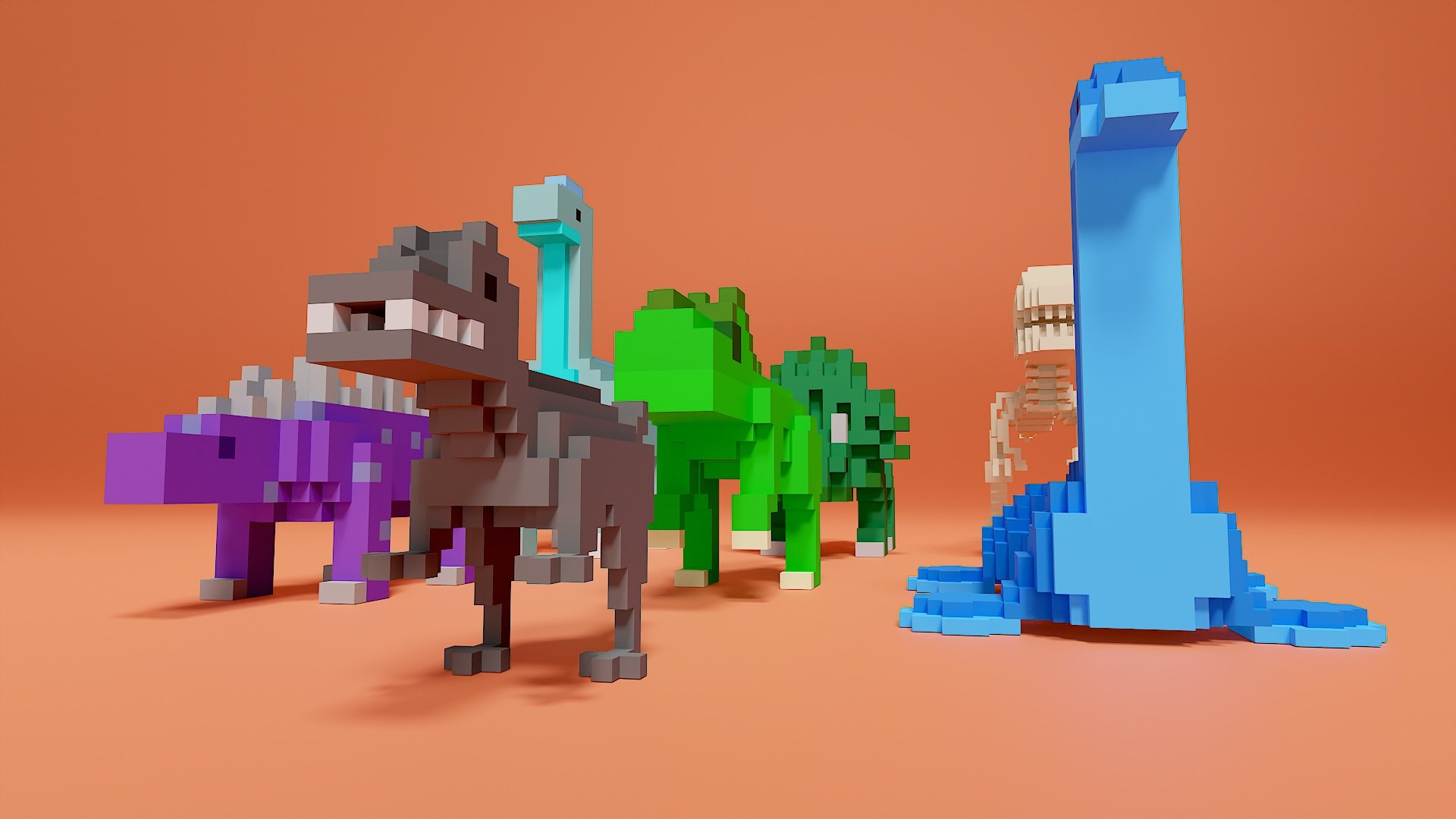 3D Model Dinosaur Voxel Art Pack - TurboSquid 2182459