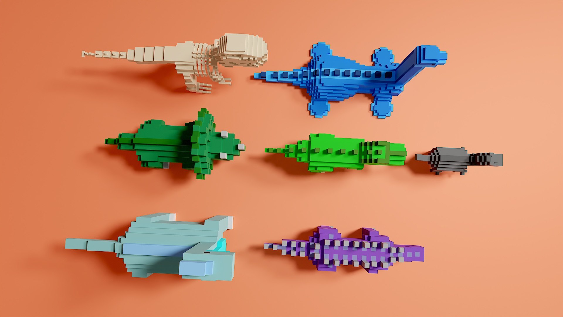 3D Model Dinosaur Voxel Art Pack - TurboSquid 2182459