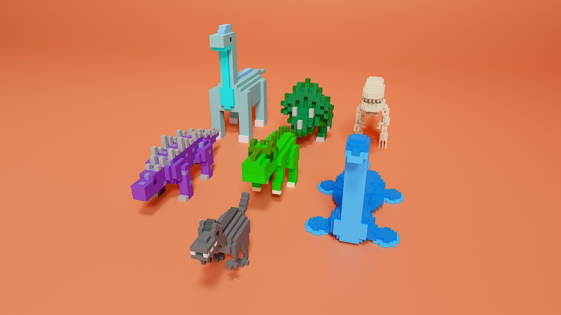 3D Model Dinosaur Voxel Art Pack - TurboSquid 2182459
