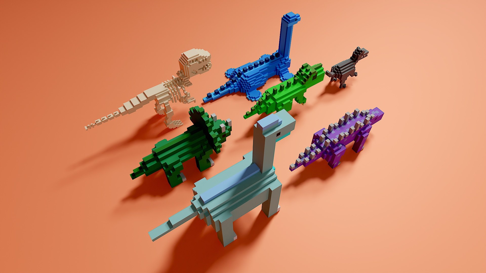 3D Model Dinosaur Voxel Art Pack - TurboSquid 2182459