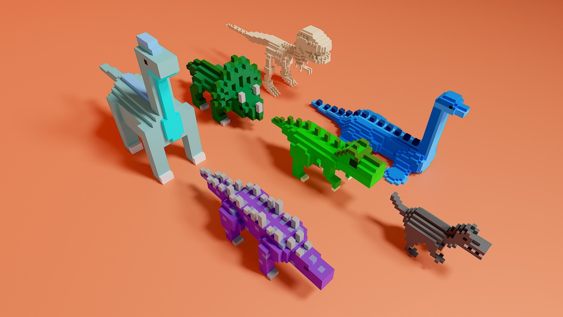 3D Model Dinosaur Voxel Art Pack - TurboSquid 2182459