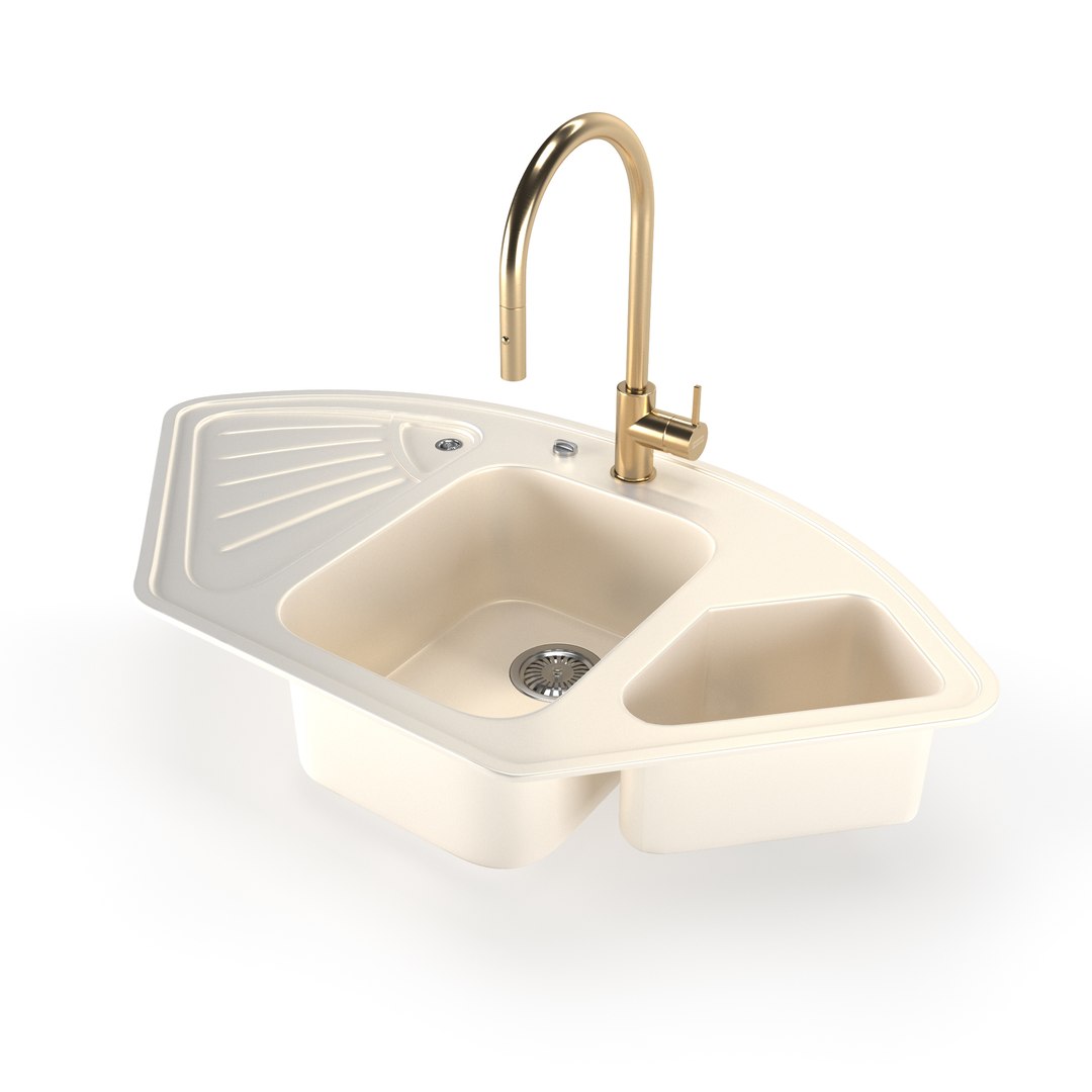Stella Delta Sink With Franke Kitchen Mixer 3D Model - TurboSquid 2060422