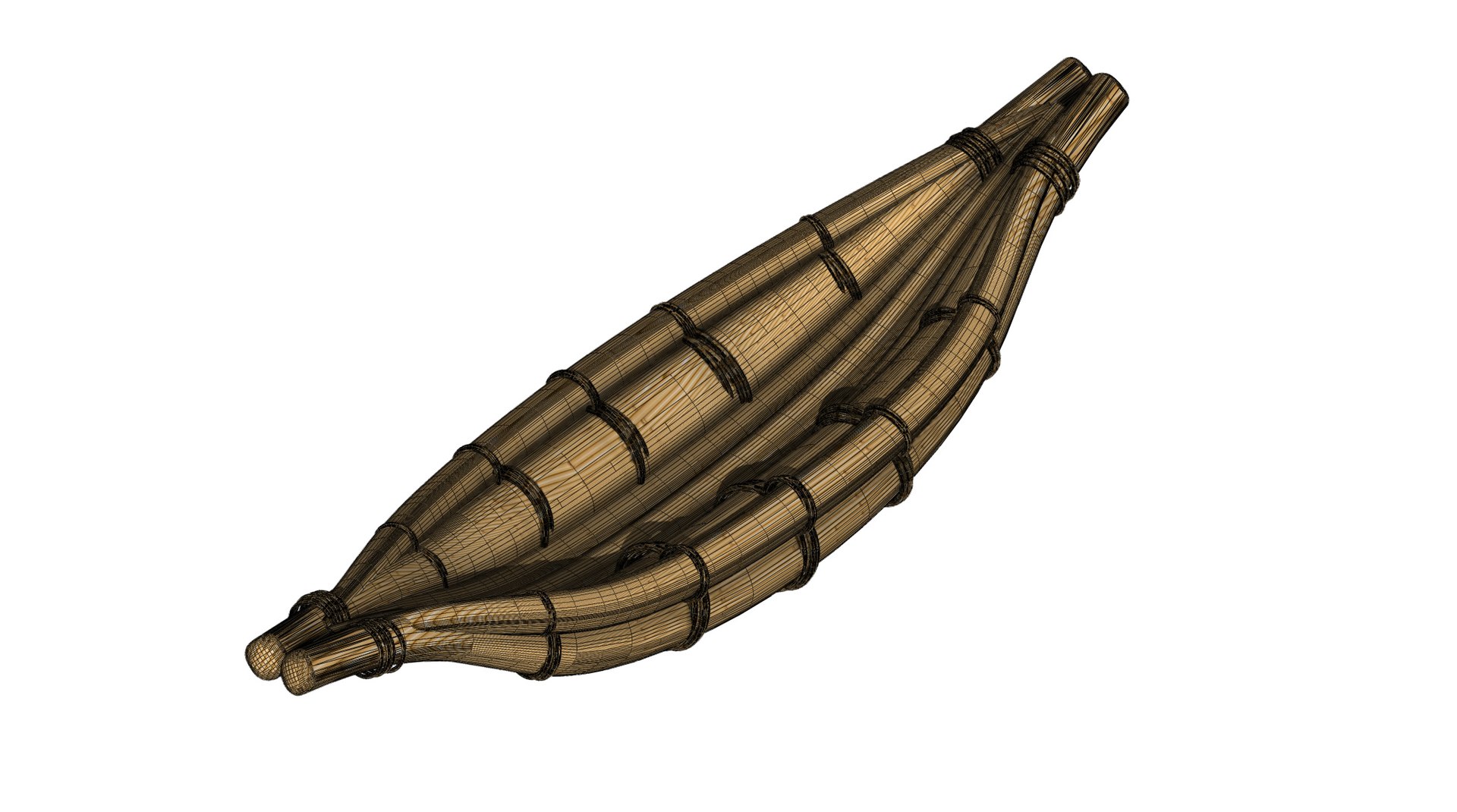 3d Native Tule Reed Canoe Model