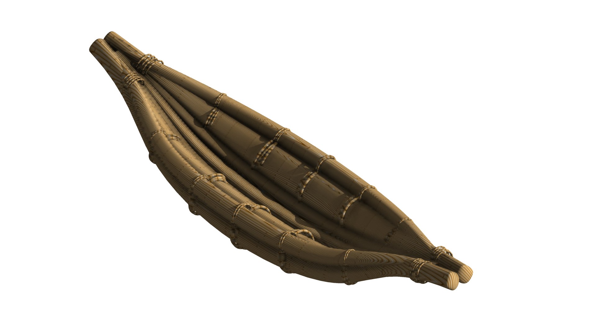 3d Native Tule Reed Canoe Model