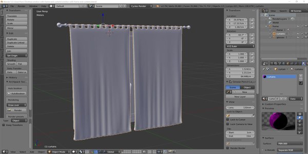 window frame curtains 3d max