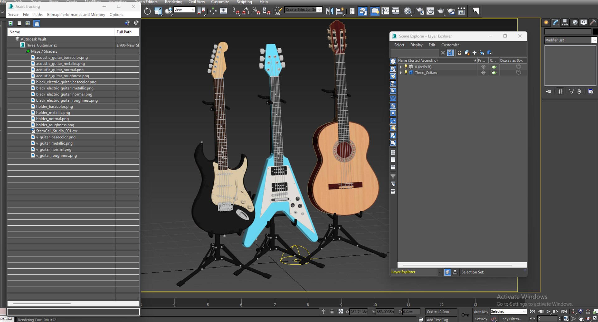 Detailed Three Guitars 3D - TurboSquid 2529085