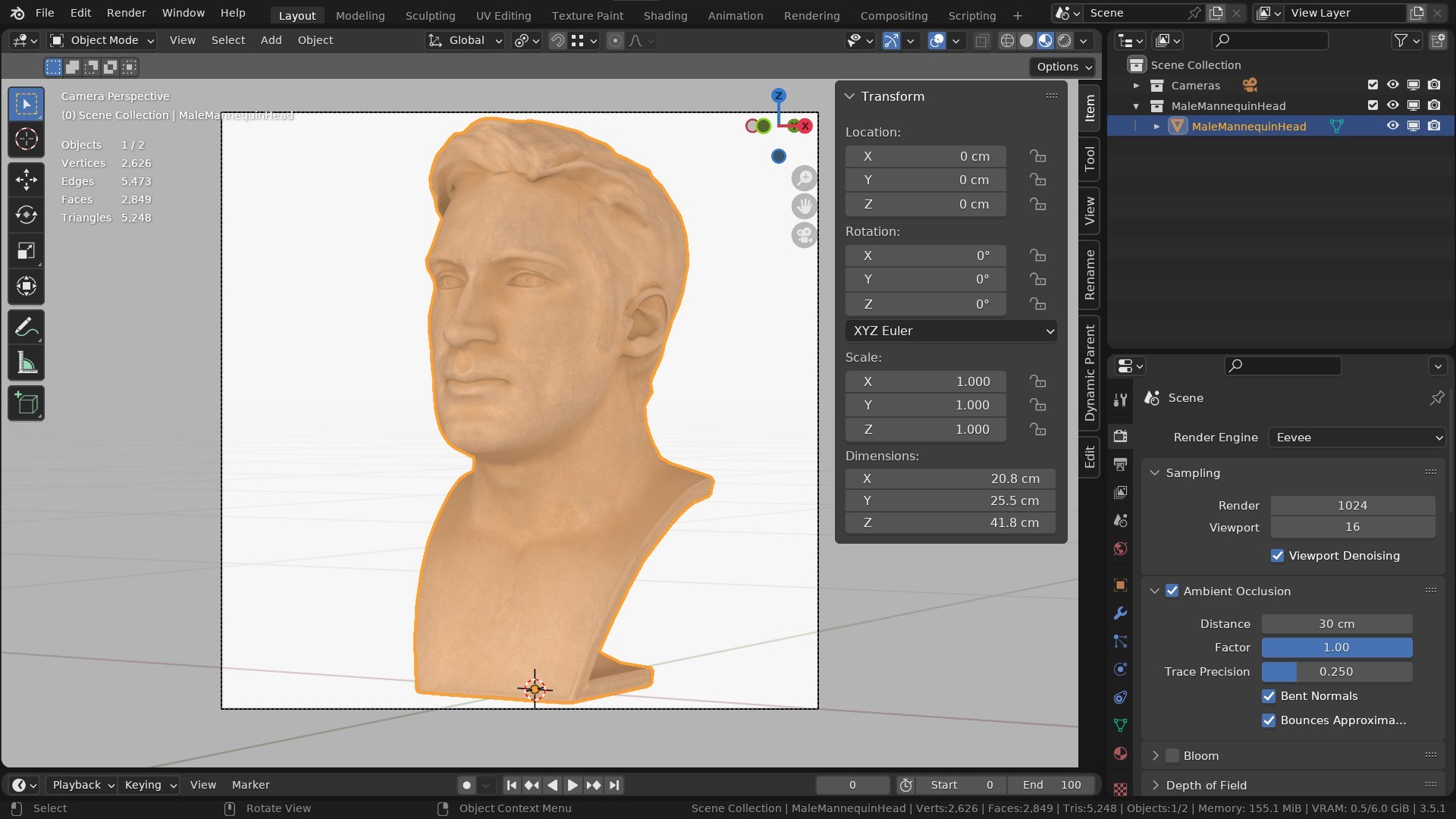 Male Mannequin Head - Matte Plastic - Game Asset 3D - TurboSquid 2079206