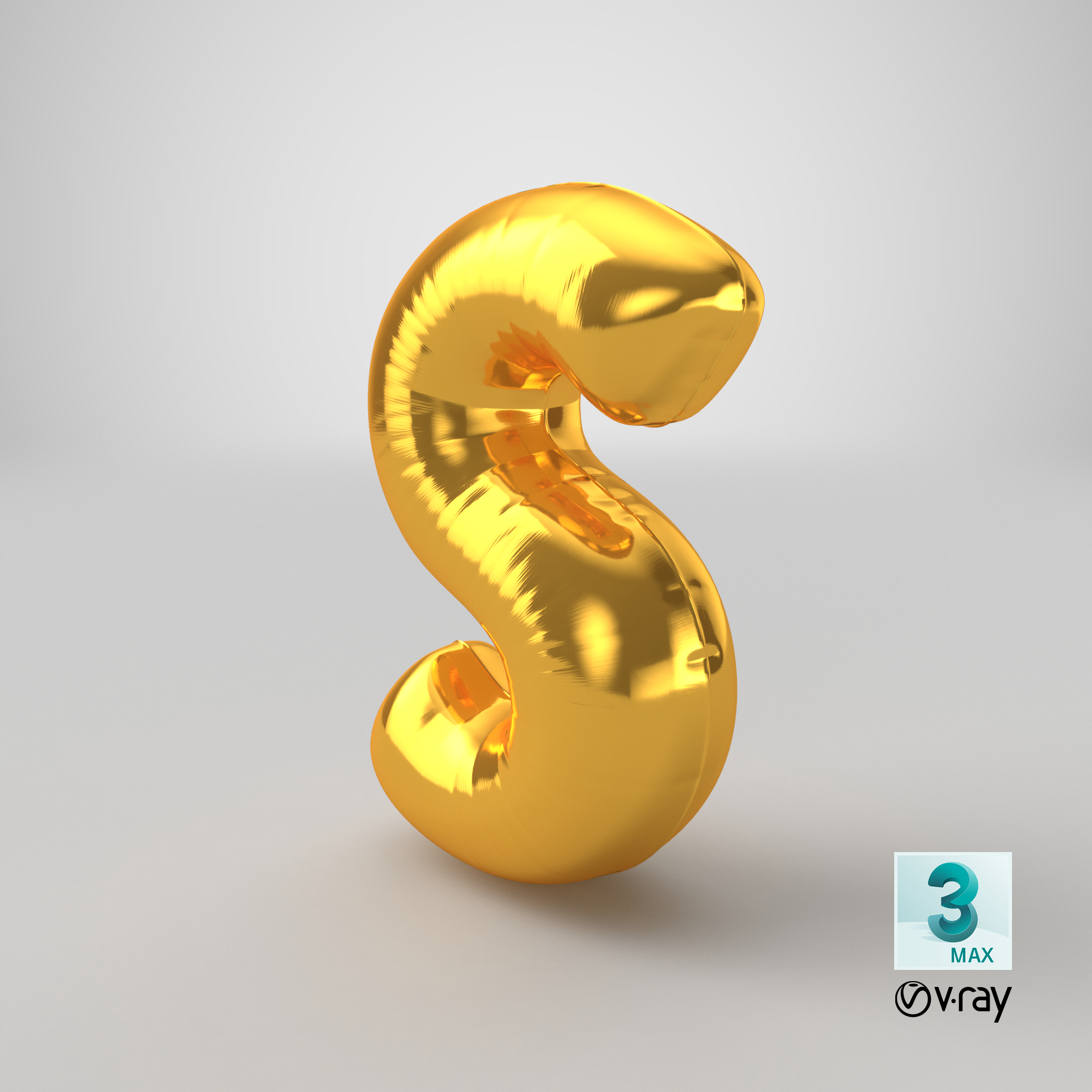 Foil balloon letter s 3D - TurboSquid 1214982