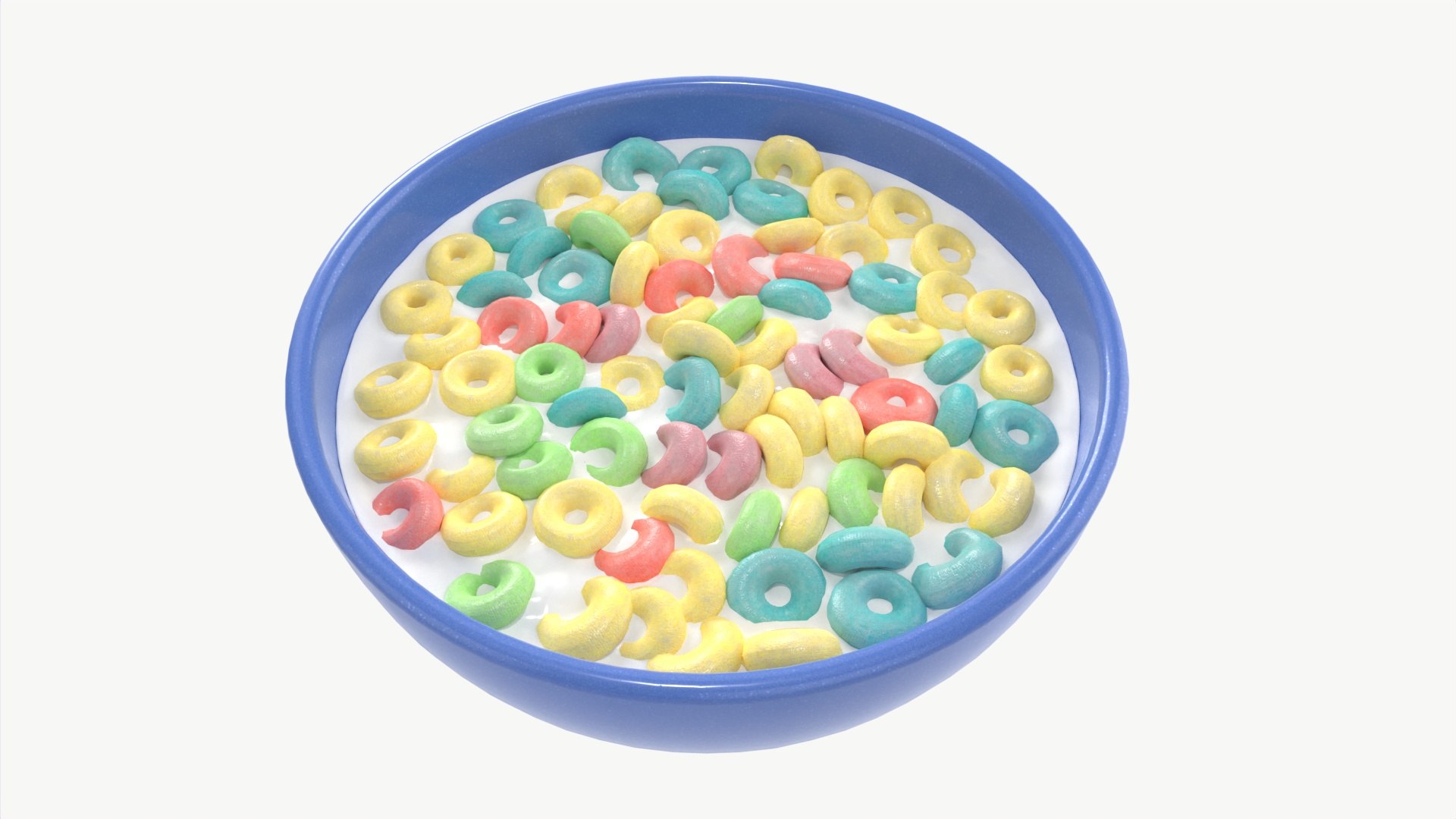 3D Bowl Of Colored Cheerios With Milk - TurboSquid 1988034