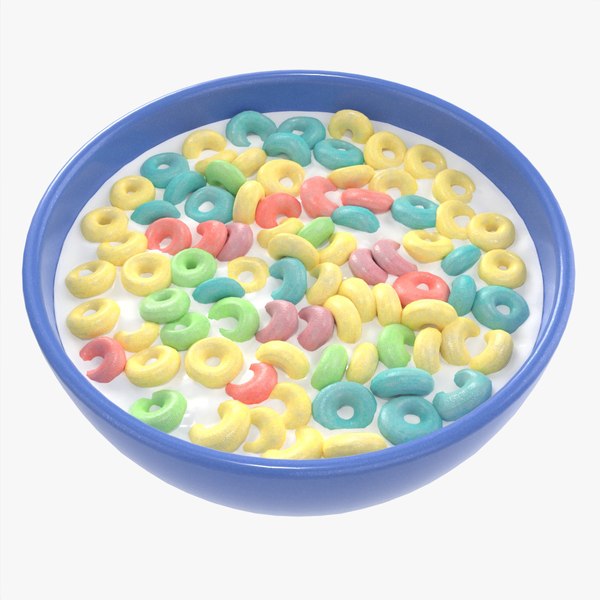 Bowl of Colored Cheerios with Milk 3D 모델 - TurboSquid 1988034