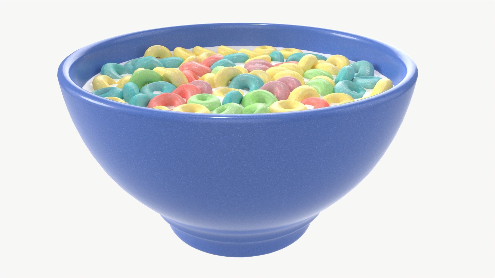 3D Bowl Of Colored Cheerios With Milk - TurboSquid 1988034