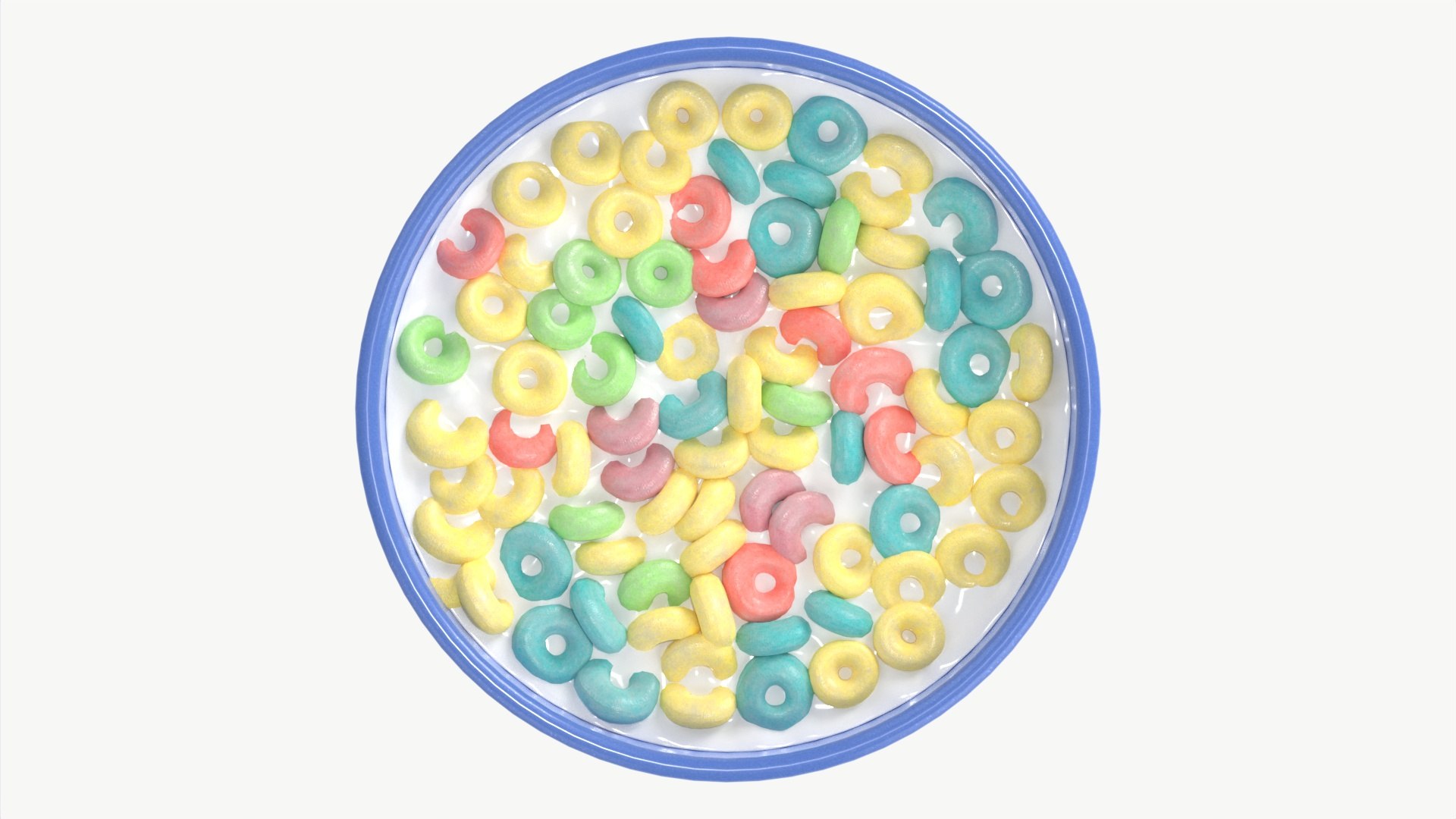 3D Bowl Of Colored Cheerios With Milk - TurboSquid 1988034