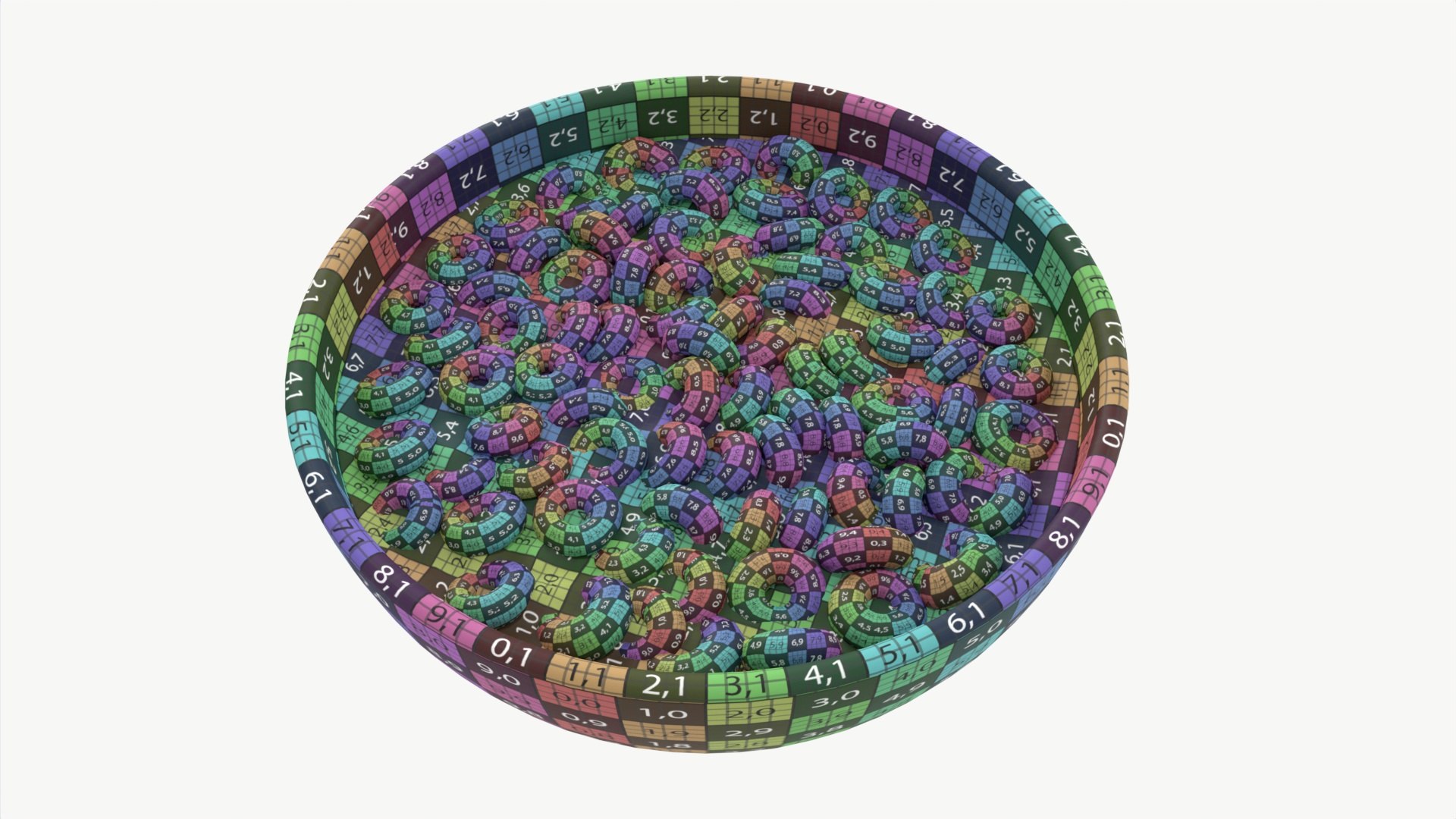 3D Bowl Of Colored Cheerios With Milk - TurboSquid 1988034