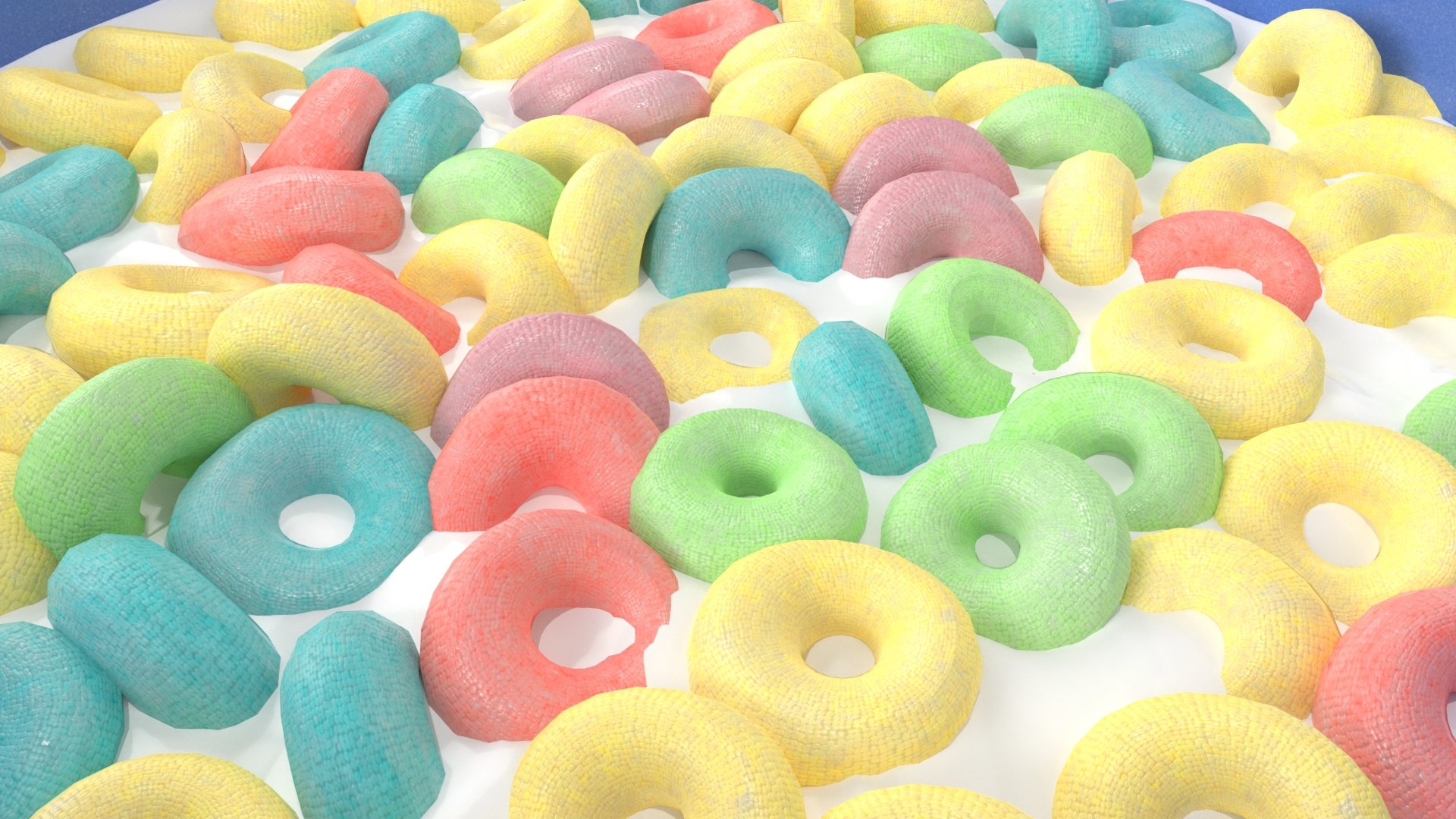 3D Bowl Of Colored Cheerios With Milk - TurboSquid 1988034