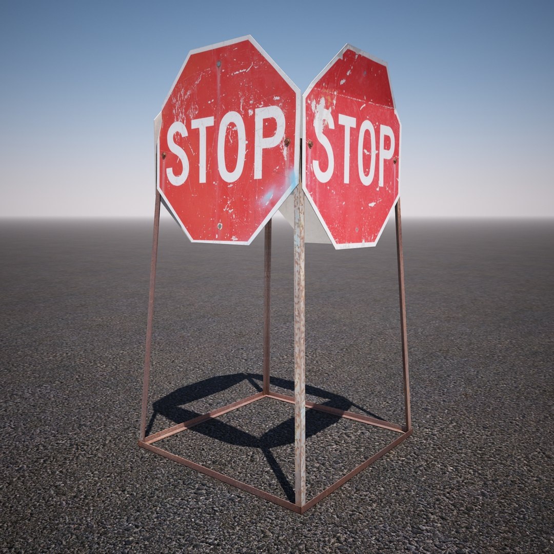 3d Construction Stop Sign