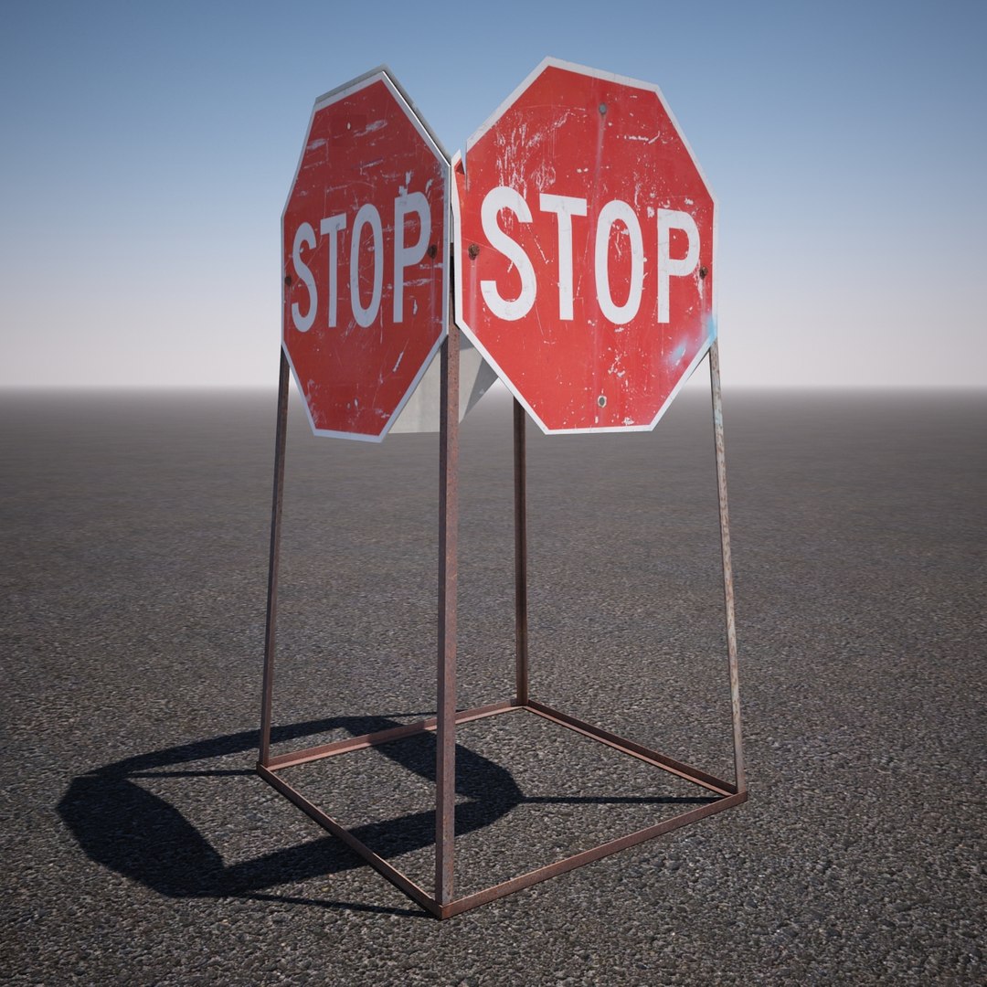 3d Construction Stop Sign