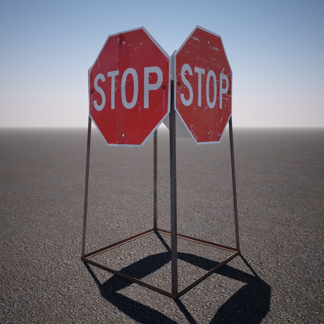 3d Construction Stop Sign