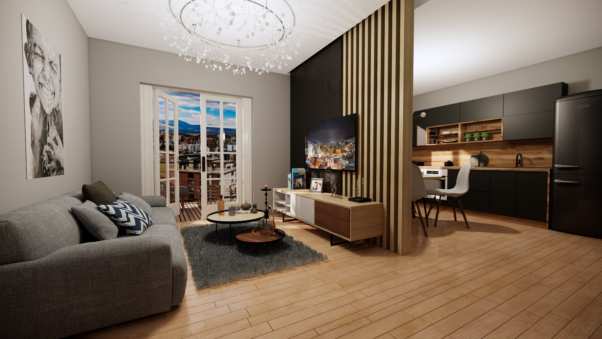 Modern Living Room Kitchen Model - TurboSquid 1526657