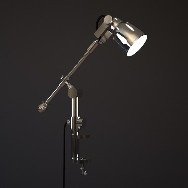 3d model chrome clamping desk lamp