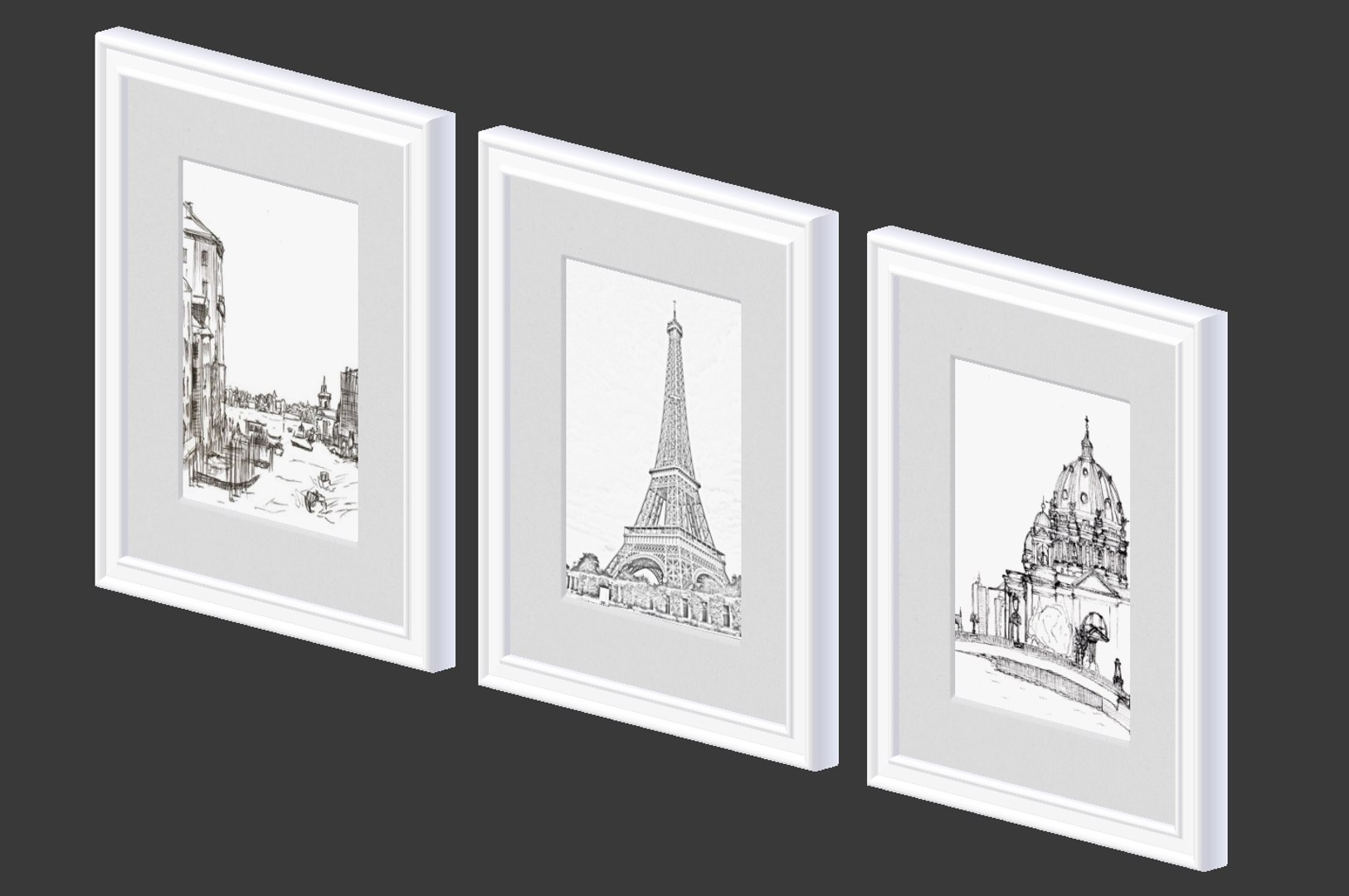 White Picture Frames - 3d 3ds