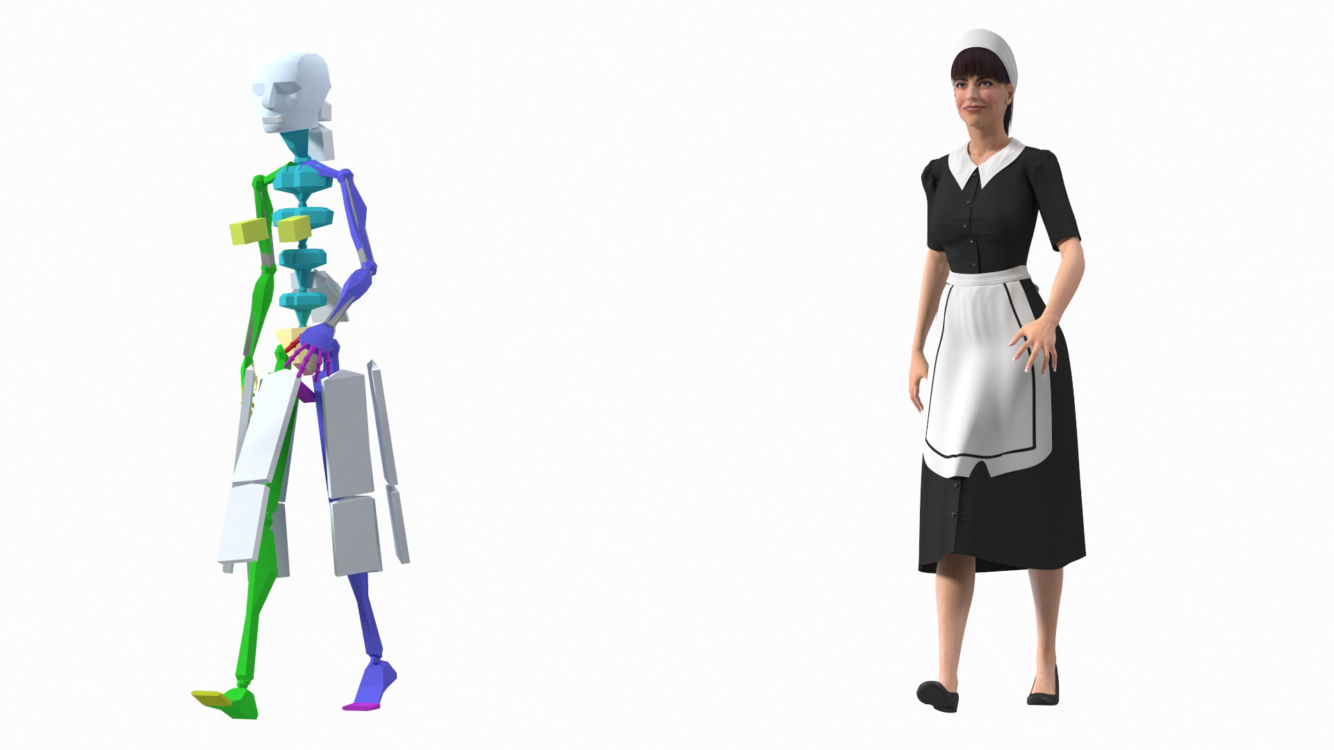Housekeeping Maid With Handheld Vacuum Cleaner Rigged 3D Model ...