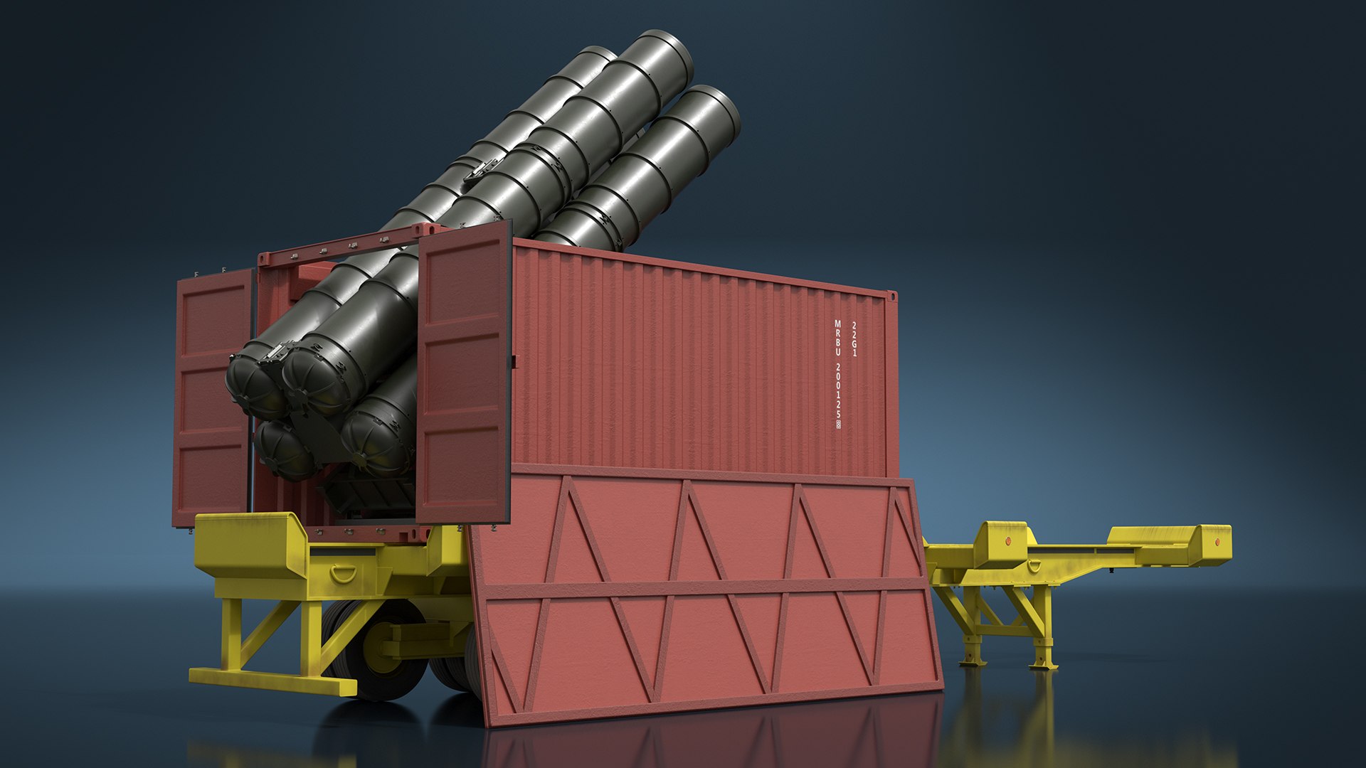 3D Model Missile Launch Container On Trailer Rigged - TurboSquid 2435060