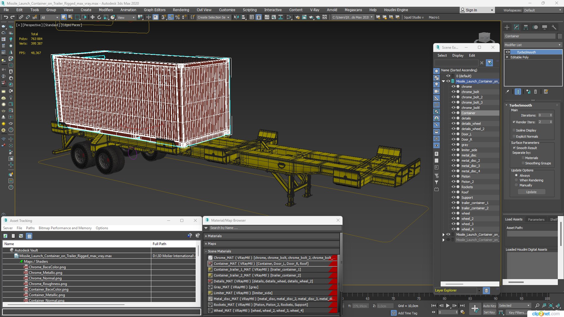 3D Model Missile Launch Container On Trailer Rigged - TurboSquid 2435060