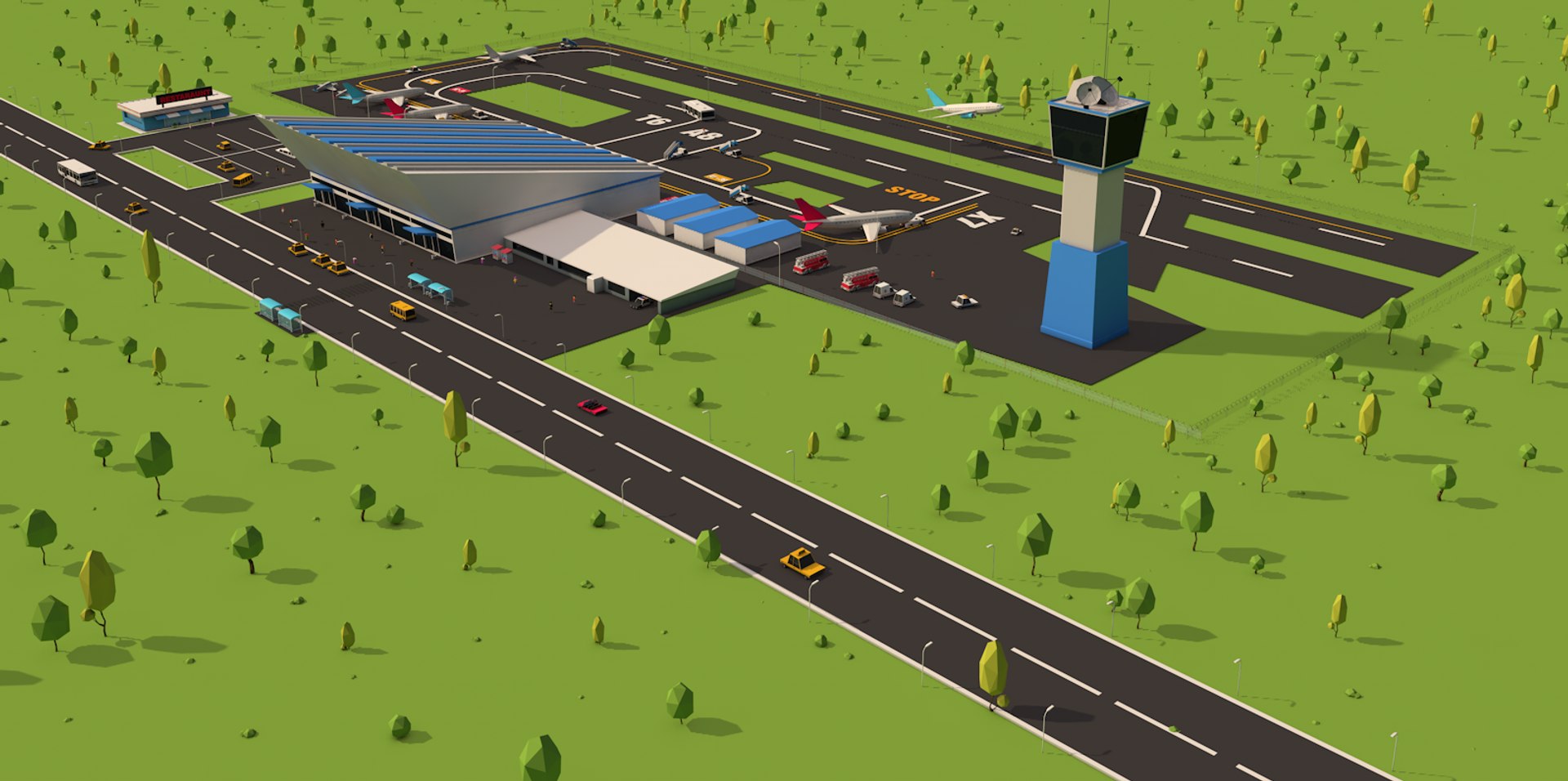 Airport City Asset 3D Model - TurboSquid 1154973