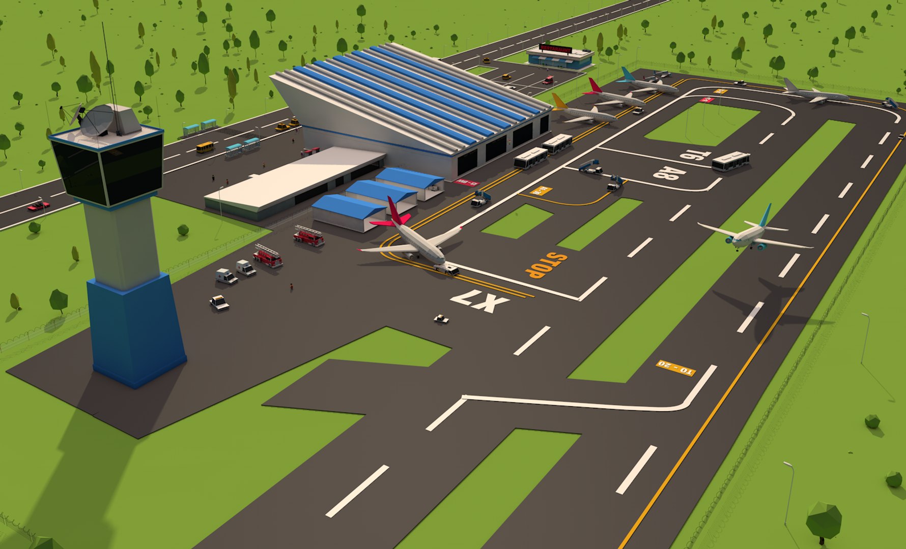 Airport City Asset 3D Model - TurboSquid 1154973