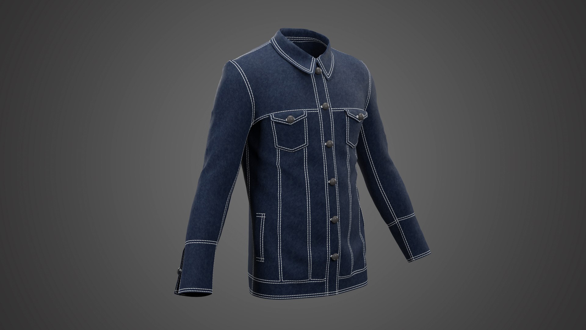 3D Denim Jecket Black - TurboSquid 2246480