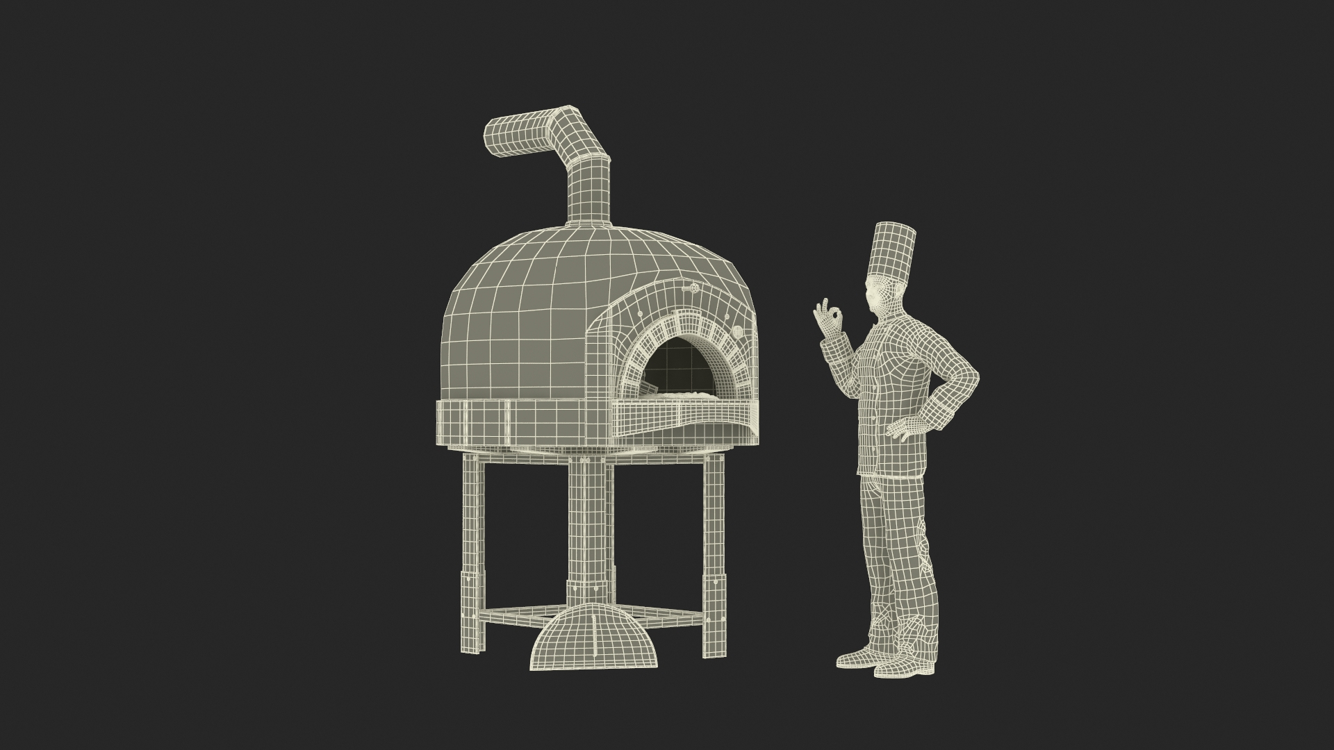 3D Chef With Traditional Wood Fire Pizza Oven Model - TurboSquid 2326402