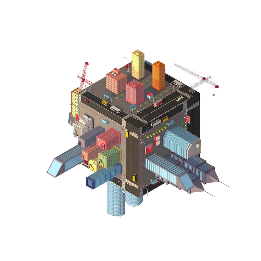 3D Buildings City Cube Model | 1148221 | TurboSquid