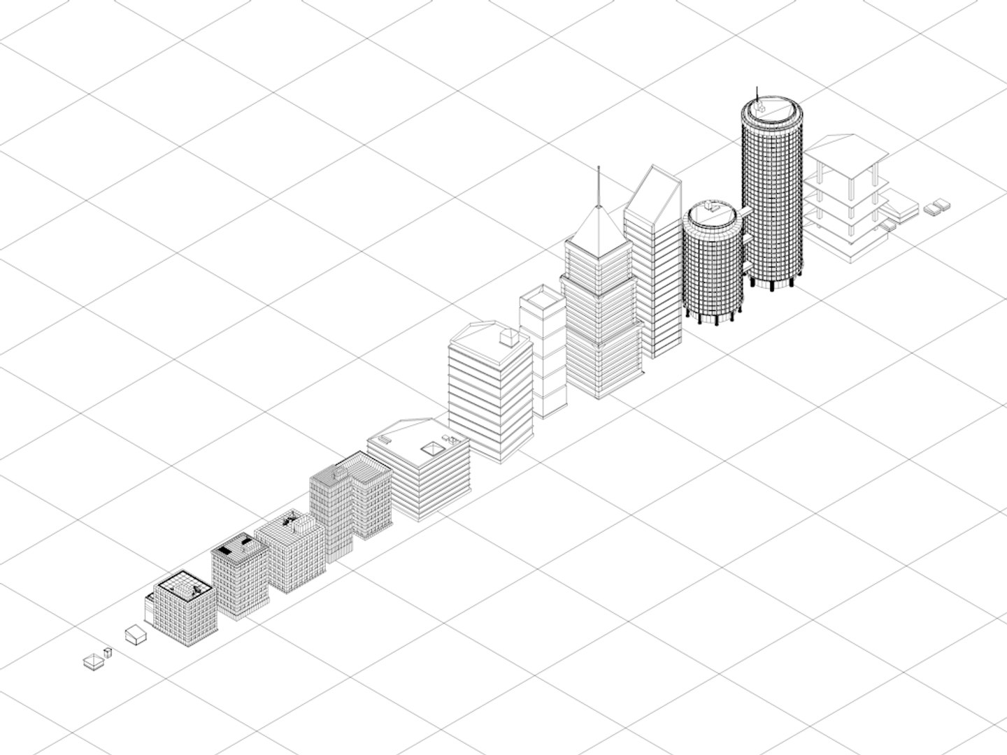 3D Buildings City Cube Model | 1148221 | TurboSquid