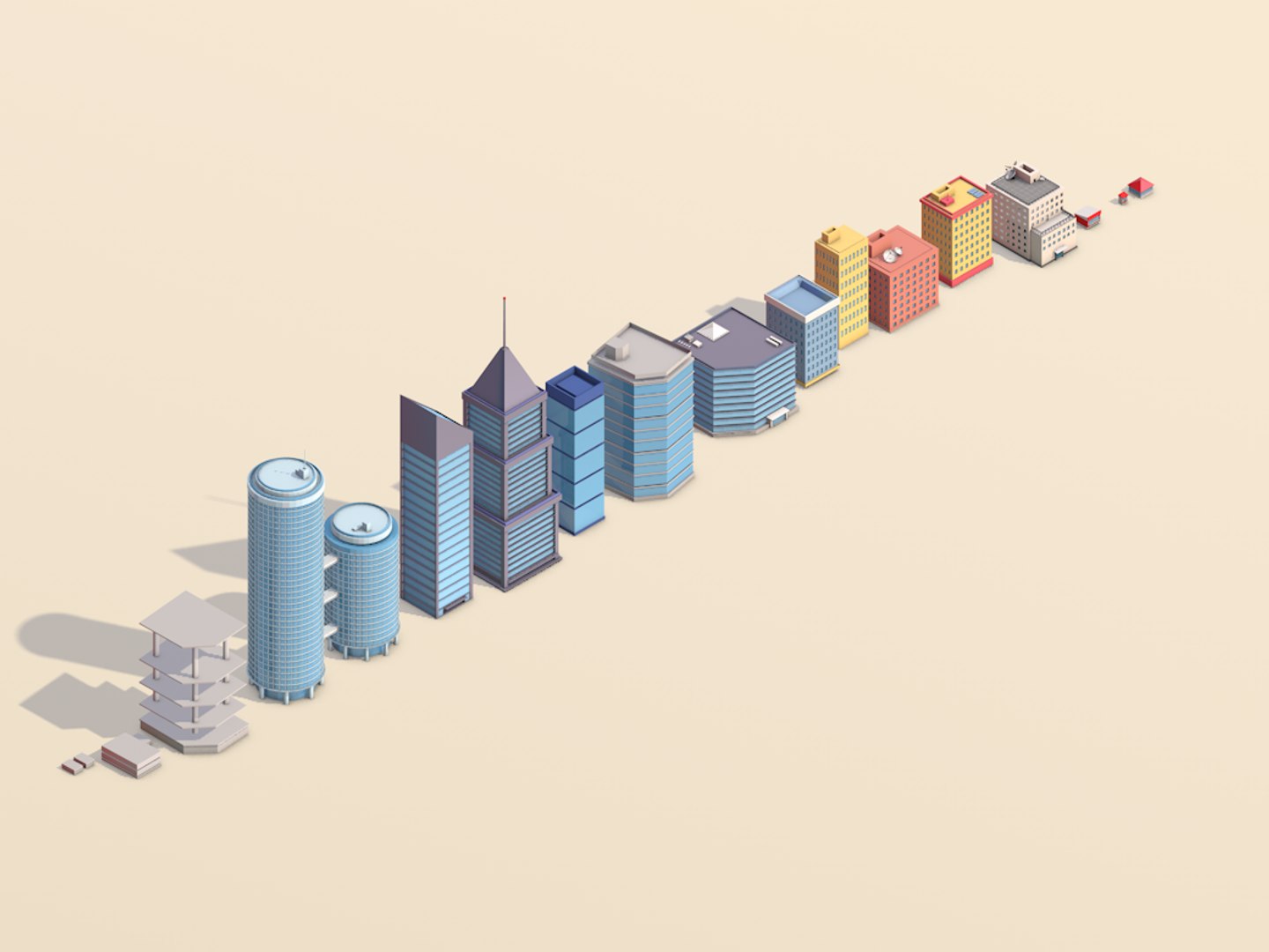 3D Buildings City Cube Model | 1148221 | TurboSquid