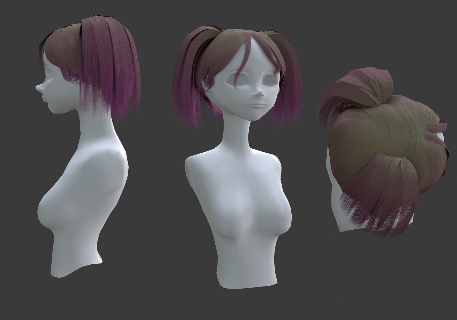 Pink Dyed Hair Low Poly 3D Model - TurboSquid 1885084