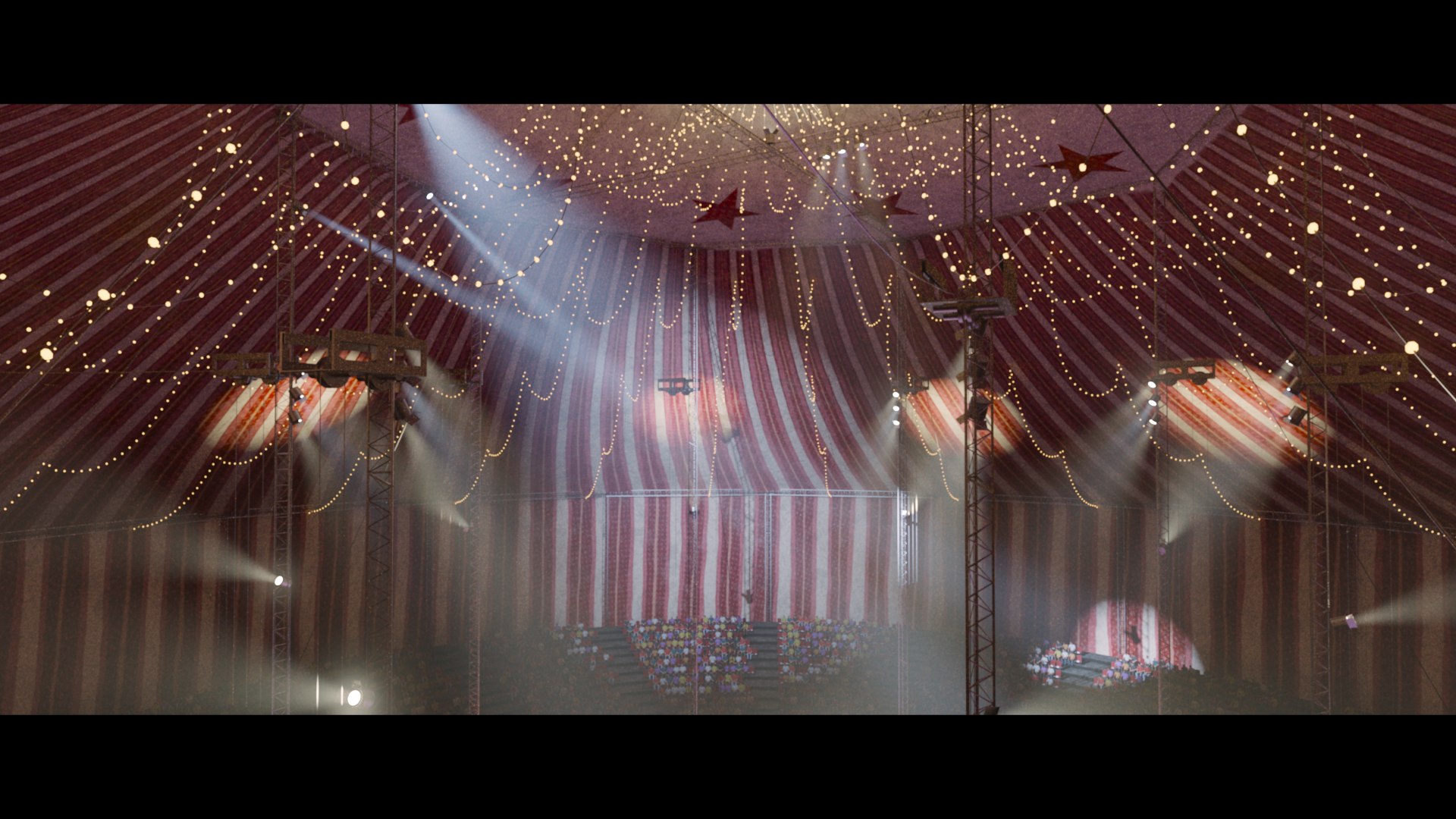 3D Circus Environment Interior And Exterior With Animated Crowd ...
