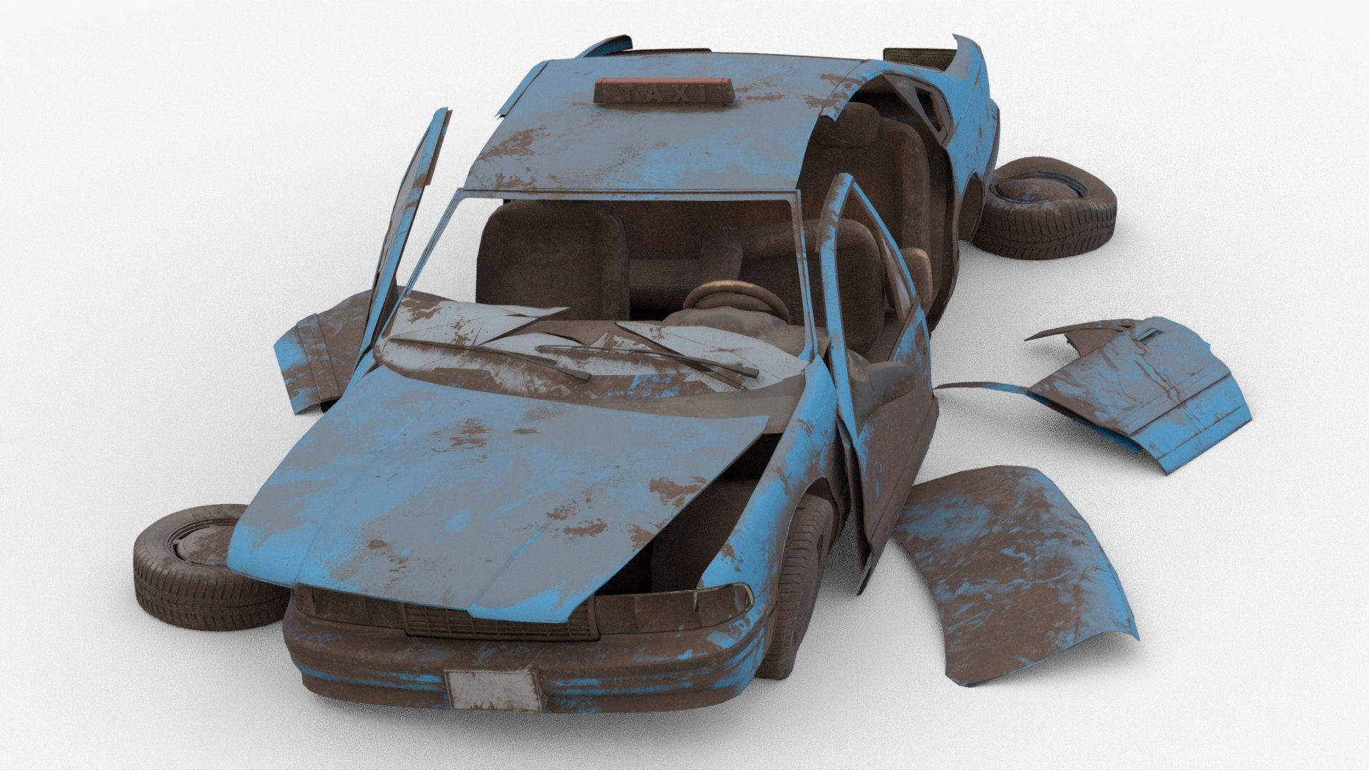 3D model 8k abandoned cars destroyed vehicles Low-poly - TurboSquid 2077787