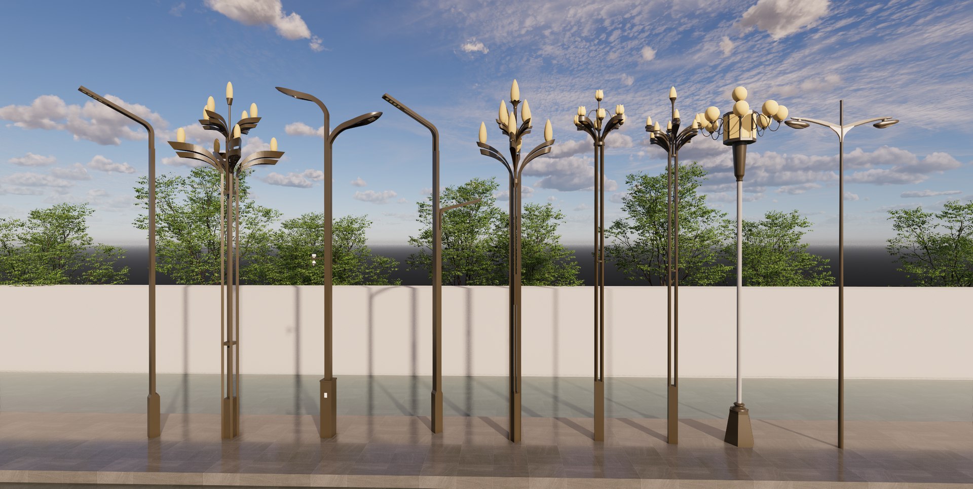 3D Street Lamps Collection-A3 - TurboSquid 2041340