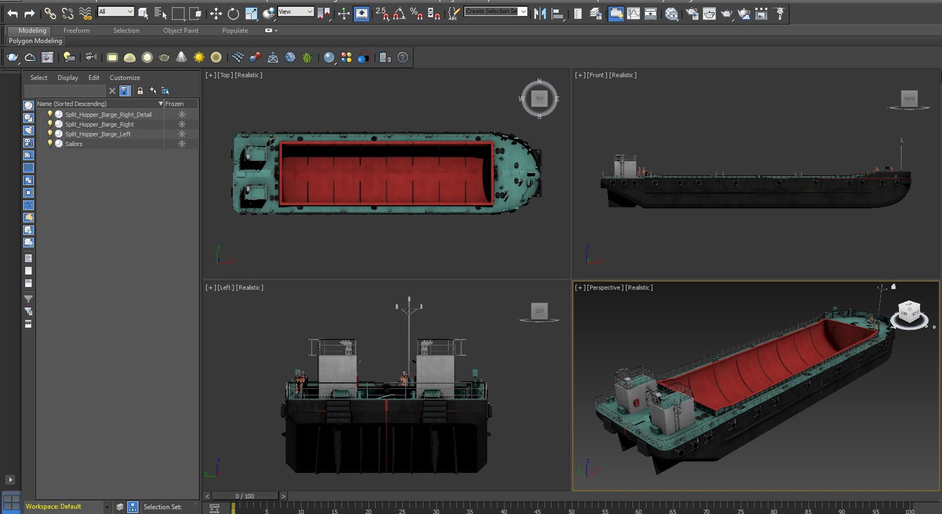 49 M Split Hopper Barge 3D Model - TurboSquid 2289773