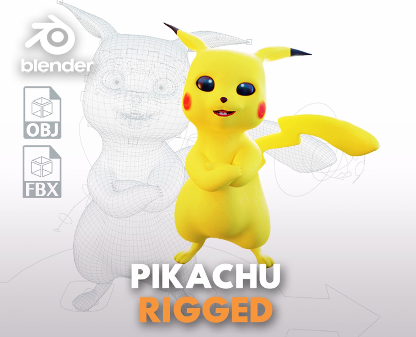 Pikachu - Pokemon rigged 3d-model for Blender Low-poly 3D model 3D ...