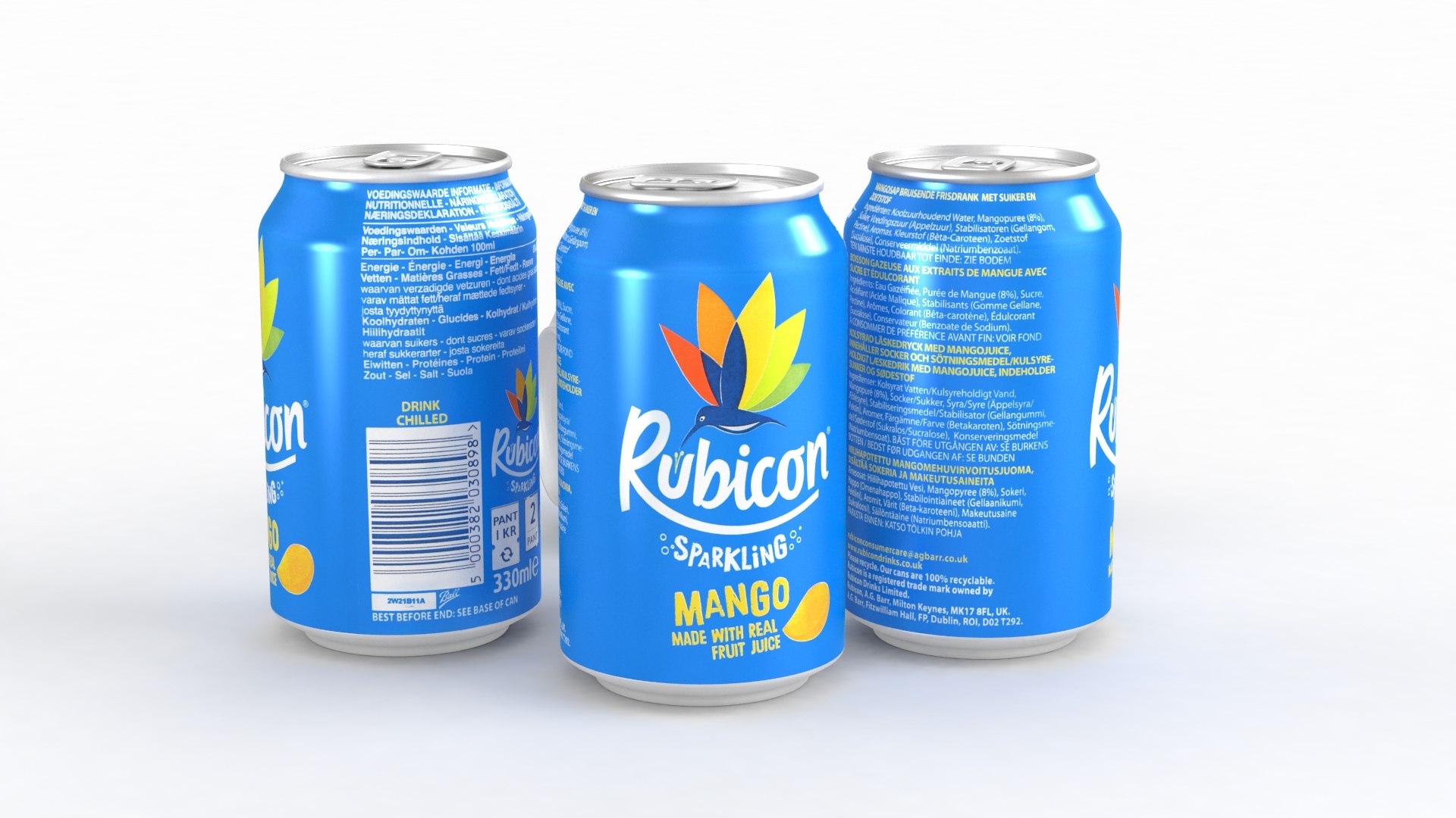 Beverage Can Rubicon Sparkling Mango 330ml 2022 Model - TurboSquid 1951260