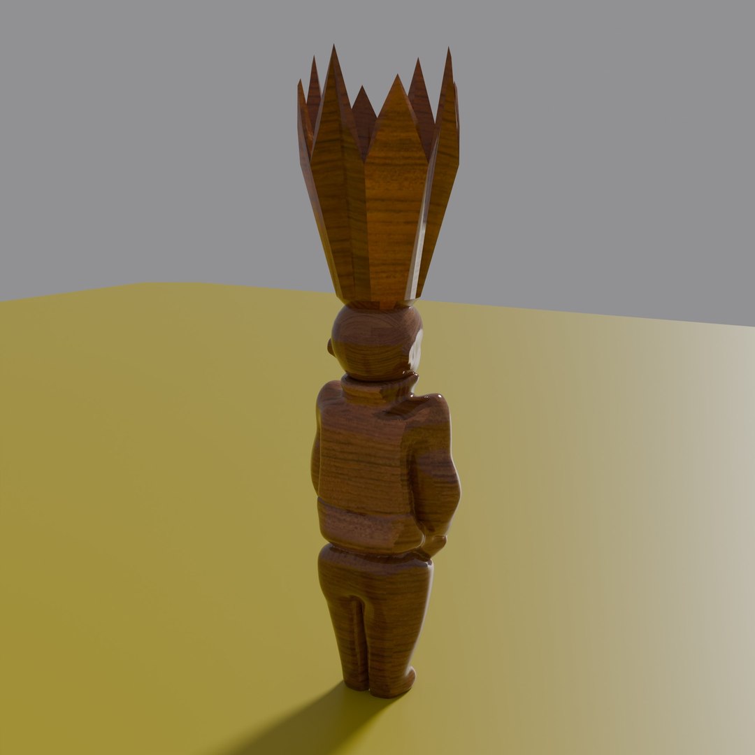 3D Wooden Figurine Of A Boy With A Crown Model - TurboSquid 2475530