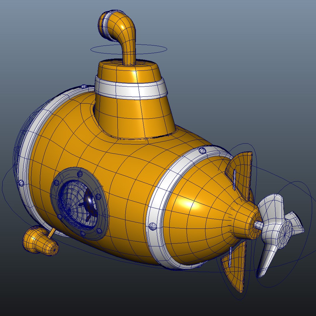 Submarine Rigged Cartoon Obj