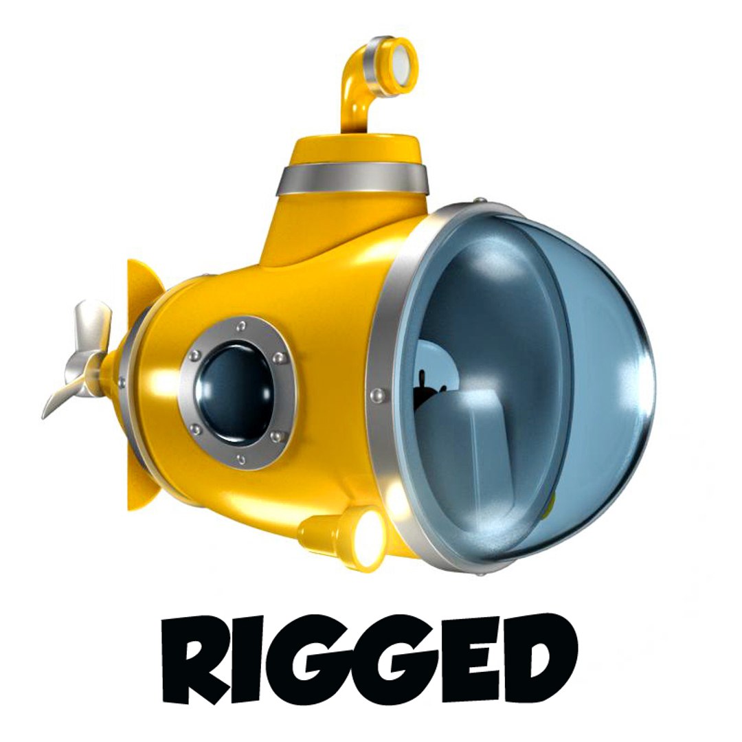 Submarine Rigged Cartoon Obj