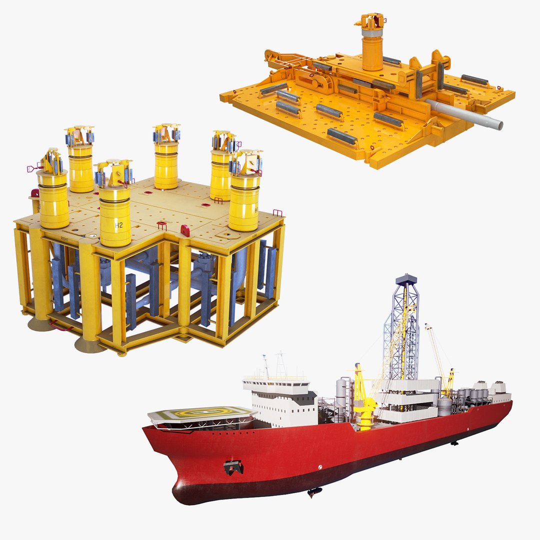 Subsea Structures And Drill Ship 3D Model - TurboSquid 2297432
