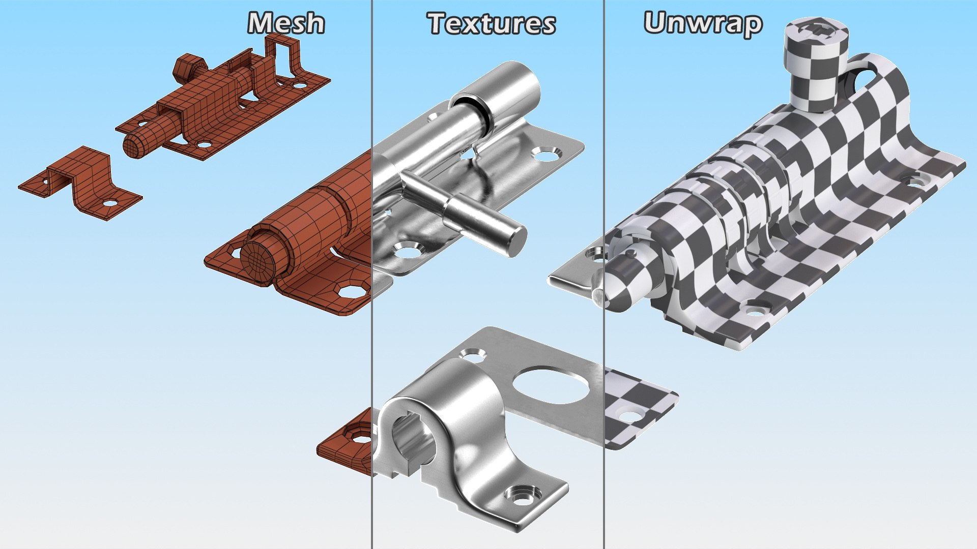 3D model Chrome Sliding Door Locks Set - TurboSquid 1787407