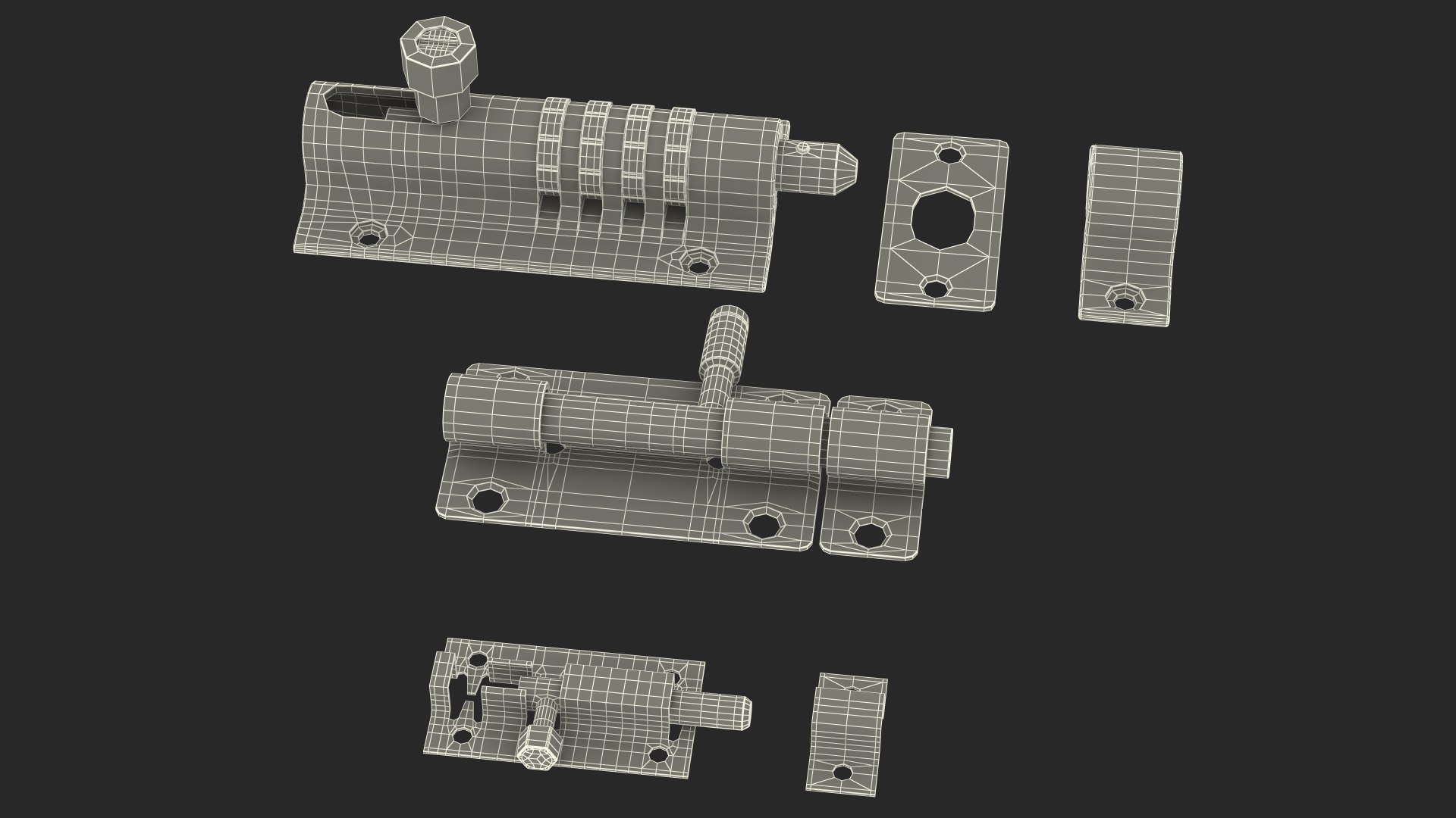 3D model Chrome Sliding Door Locks Set - TurboSquid 1787407