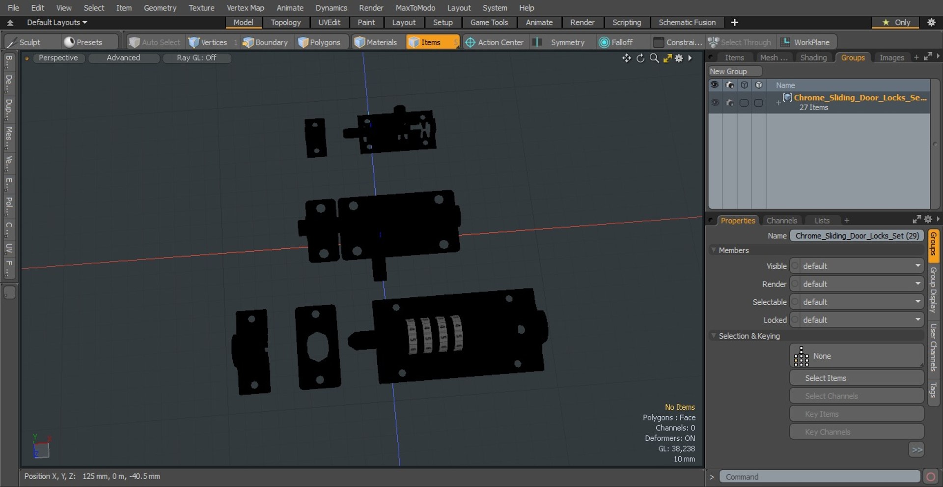 3D model Chrome Sliding Door Locks Set - TurboSquid 1787407