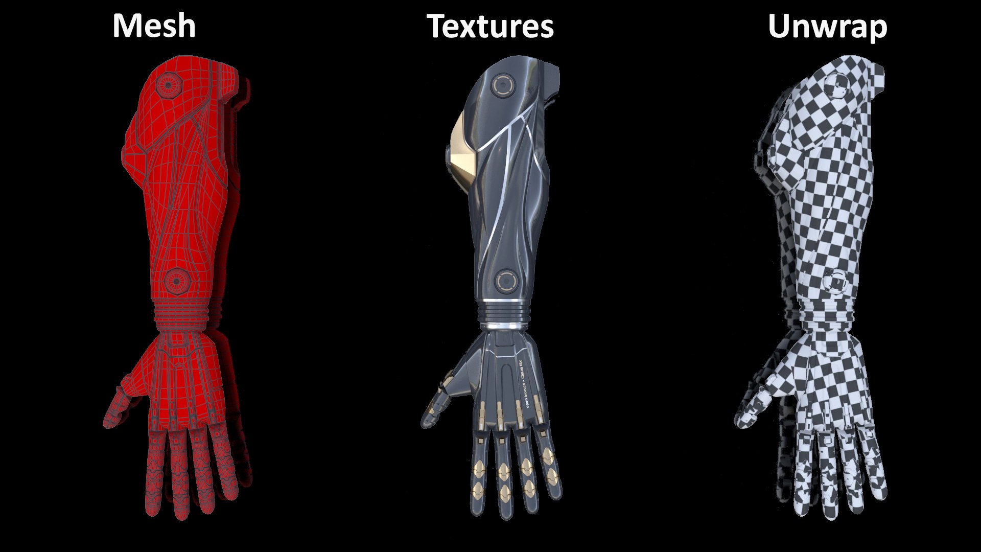 3D model Futuristic Prosthetic Arm Black - TurboSquid 2132288