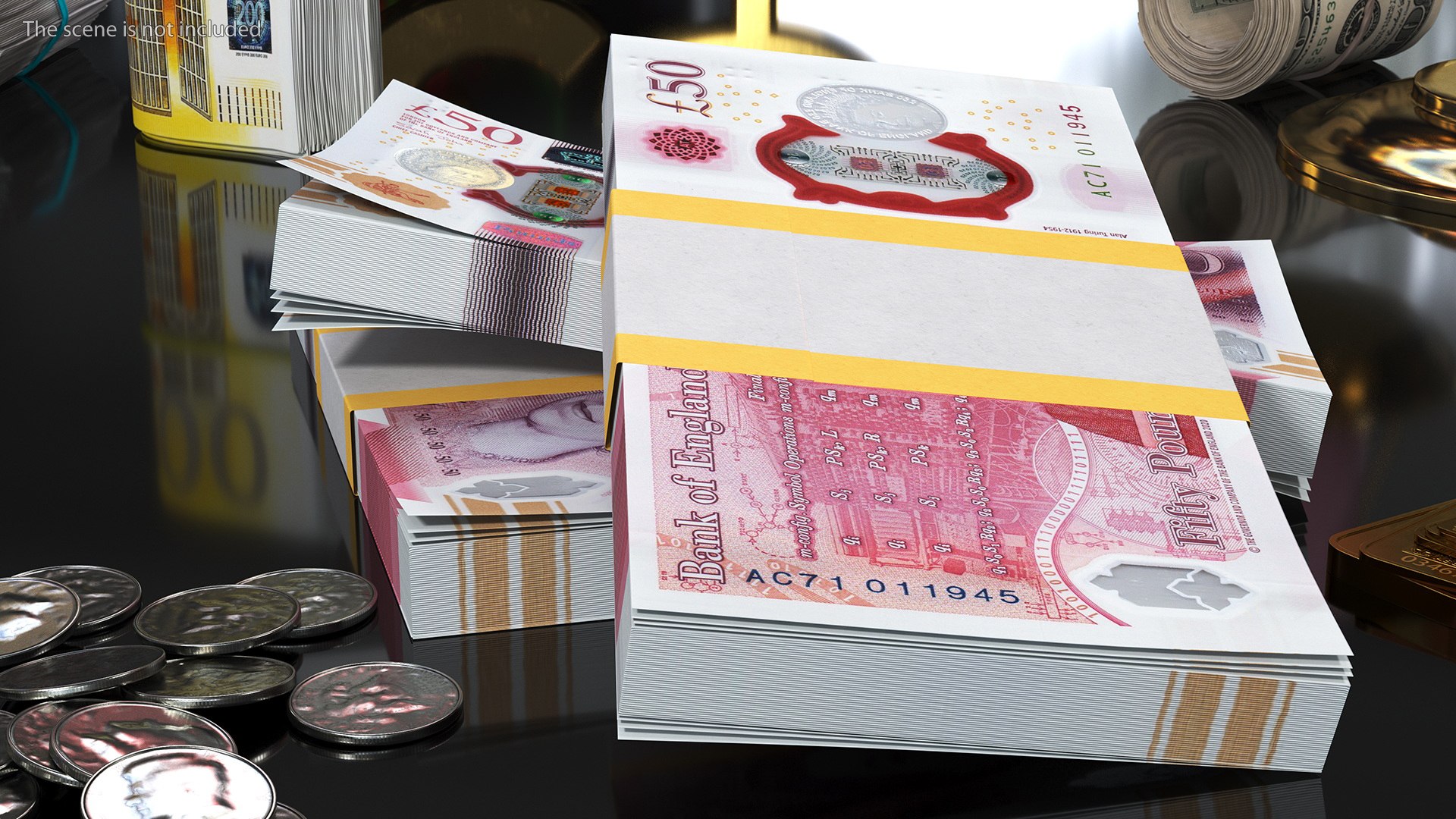3D 50 Pounds Banknotes In Three Packs Model - TurboSquid 2148455